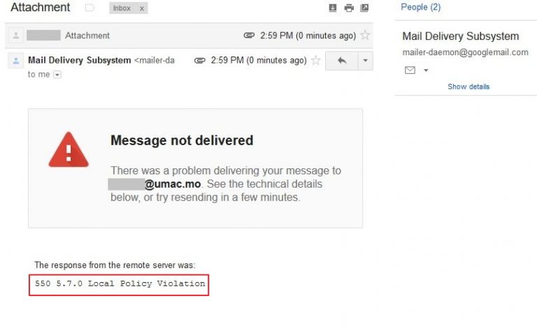 Why do I receive an undelivered message when I send an email? – ICTO – FAQ