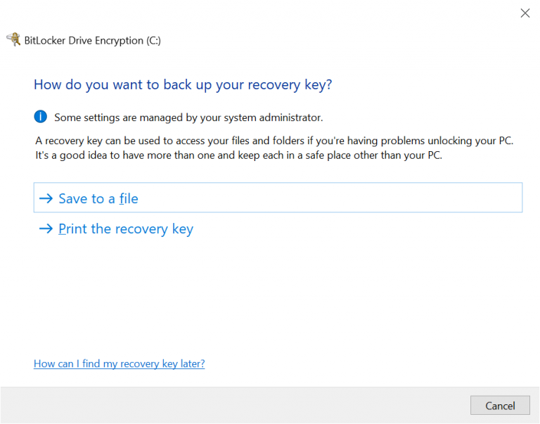 How to backup BitLocker Recovery Key? – ICTO – FAQ