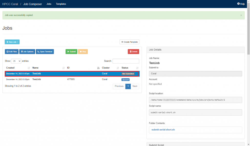 How to use Job Composer to clone a Job from a Selected Job on HPCC ...